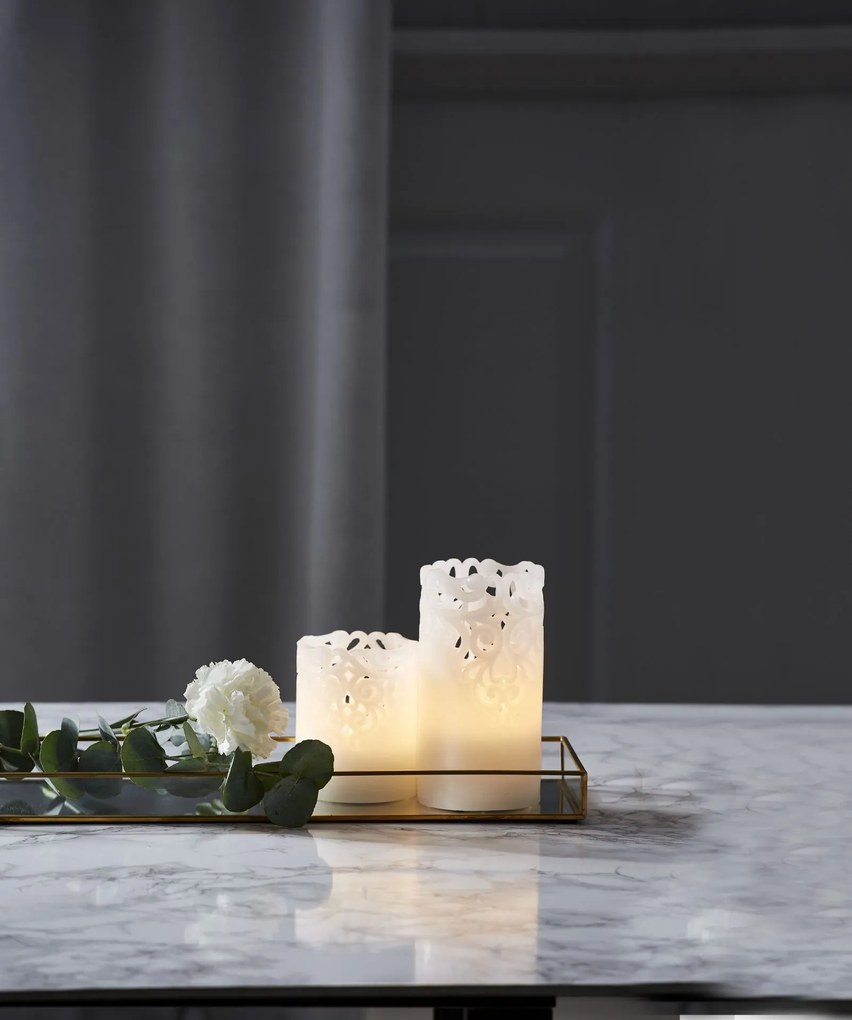 STAR TRADING Vosková LED svíčka Clary White 15 cm, bílá barva, plast, vosk