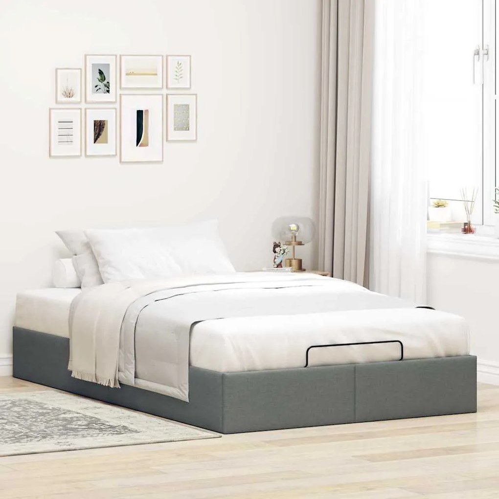 Osmanský rám postele bez matrací tmavě šedá 120x190 cm textil 3310862