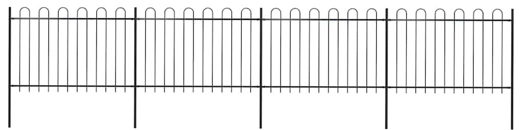 Zahradní plot s obloukem nahoře ocelový 671 x 120 cm černý 277668