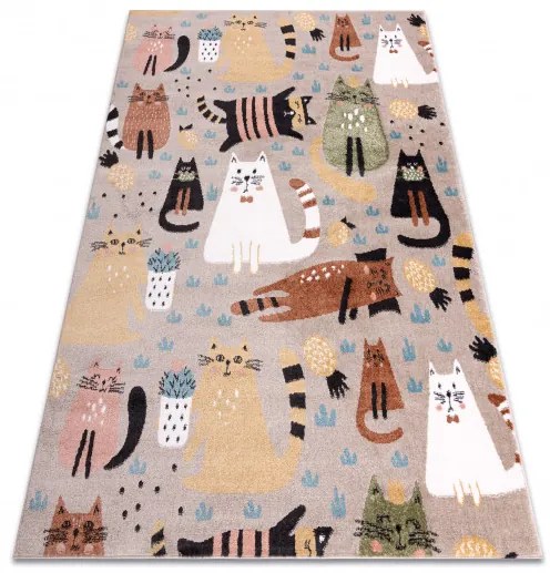 Dywany Łuszczów, Dětský kusový koberec Fun Kittens Cats beige, 200x290, vícebarevná, dětský pokoj