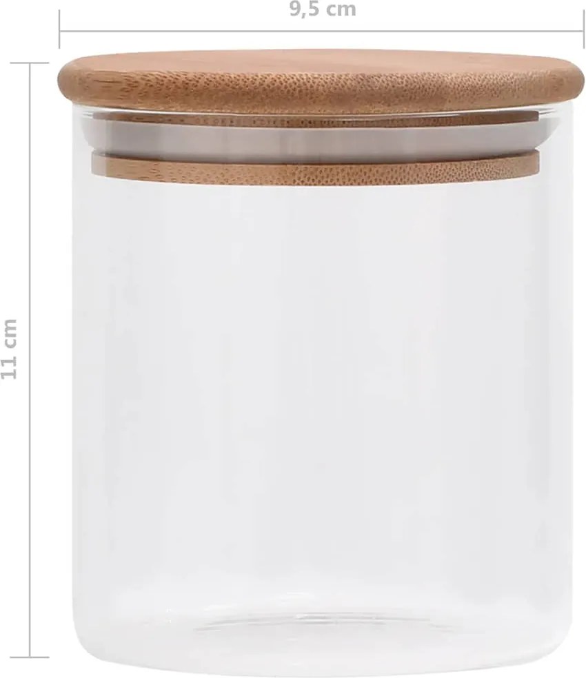 Skleněné dózy s bambusovým víčkem 10 ks 600 ml 150695