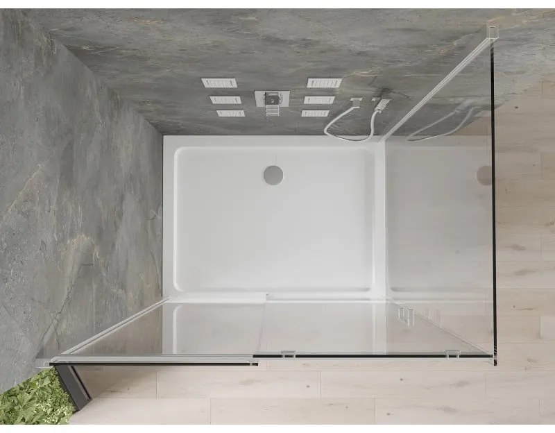 Mexen Omega sprchový kout s posuvnými dveřmi 140 x 90 cm, 8mm čiré sklo-chromový profil + sprchová vanička, 825-140-090-01-00-4010