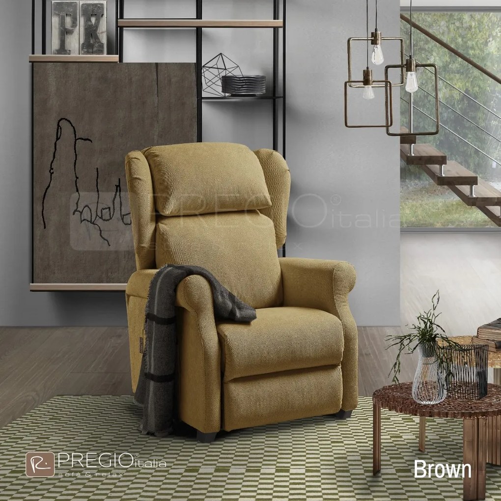 Pregio Italia sofa&relax Elektrické relaxační křeslo Brown Provedení: El. polohovací křeslo + odnímatelné područky + stolek, Vzorník látek: tekno fibra 02 linen