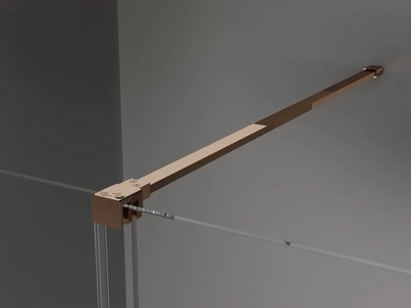 Mexen Velar sprchová stěna posuvná Walk-in 160 x 200 cm, matné 8 mm, růžové zlato - 871-160-000-33-60