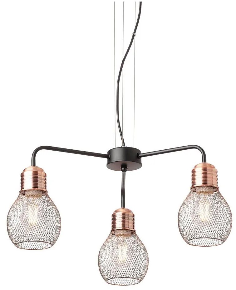 Redo 01-1579 - Lustr na lanku EDISON 3xE27/42W/230V pr. 53 cm černá/měděná