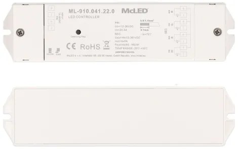 RF přijímač McLED řízení jasu CCT RGBW 4 kanály 4x5A 12-36V ML-910.041.22.0