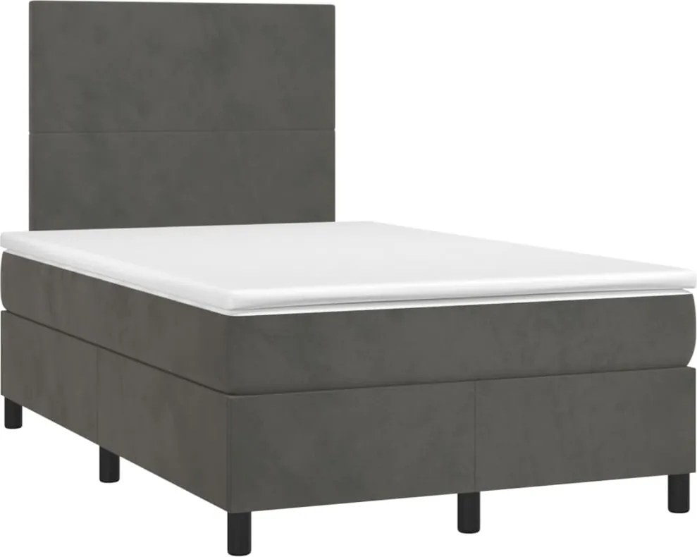 Box spring postel s matrací a LED tmavě šedá 120x200 cm samet 3135994