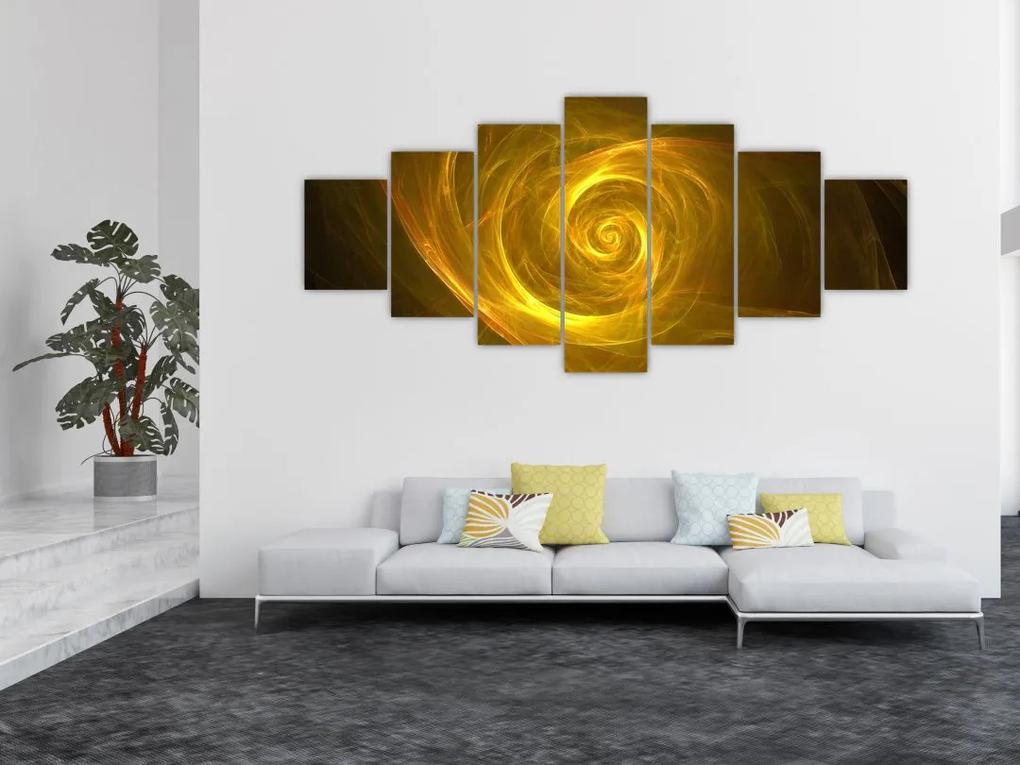 Obraz abstraktní žluté spirály (210x100 cm)