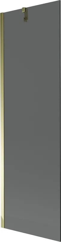 Mexen Next, vanová zástěna 1-křídlová 60 x 150 cm, fixní křídlo, 6 mm šedé sklo, zlatý profil, 895-060-000-00-40-50