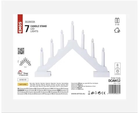 Vánoční osvětlení EMOS DCAW12 ZY1954 LED svícen bílý 2xAA teplá bílá s časovačem