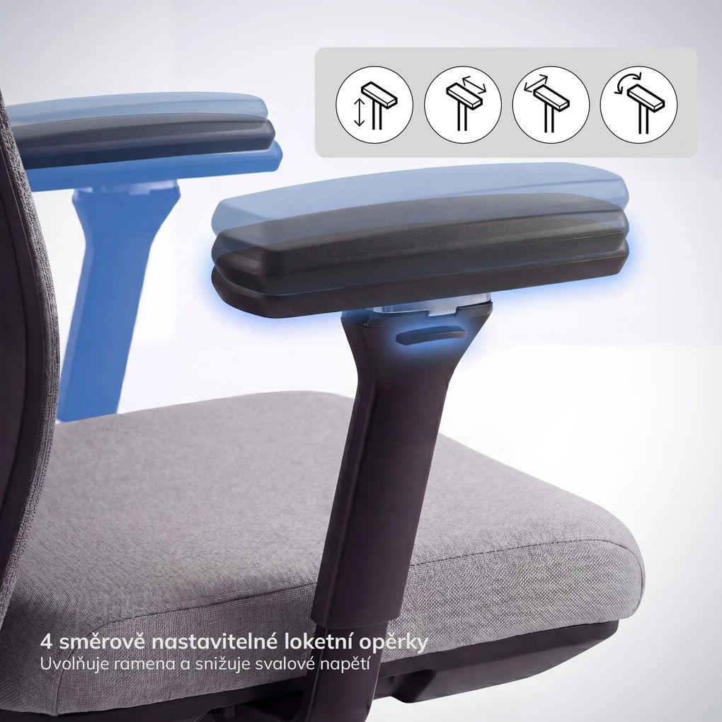 Ergonomická kancelářská židle šedá se síťovinou VECTOR