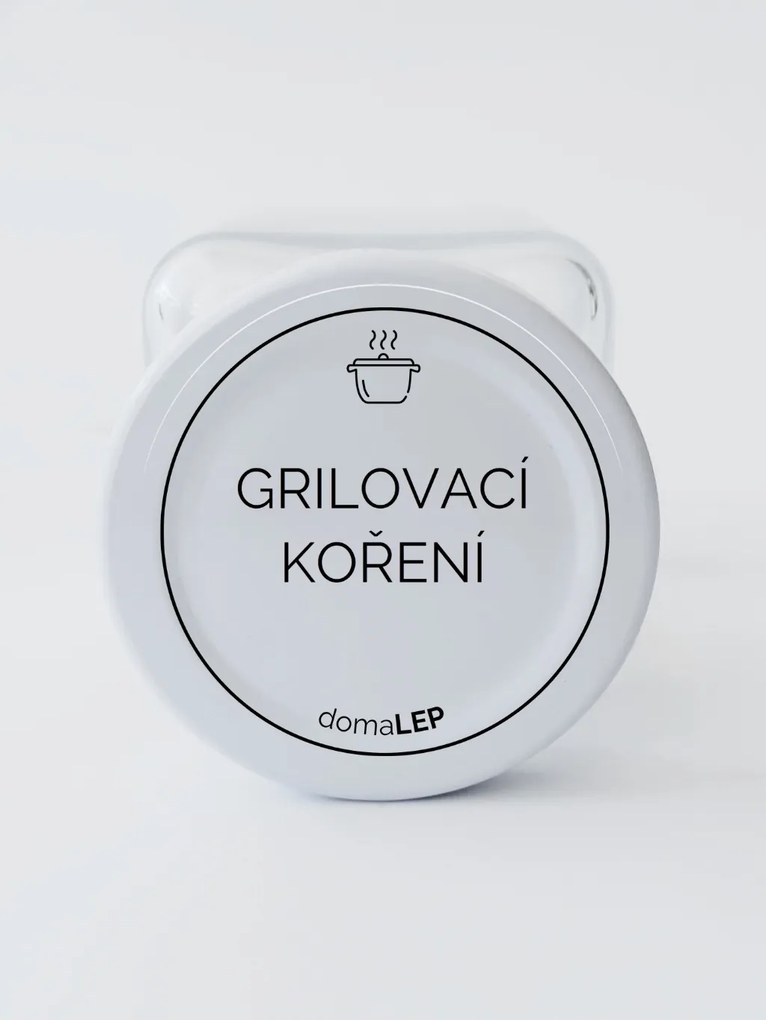 Samolepka na kořenky GRILOVACÍ KOŘENÍ průhledná 5 cm základní písmo