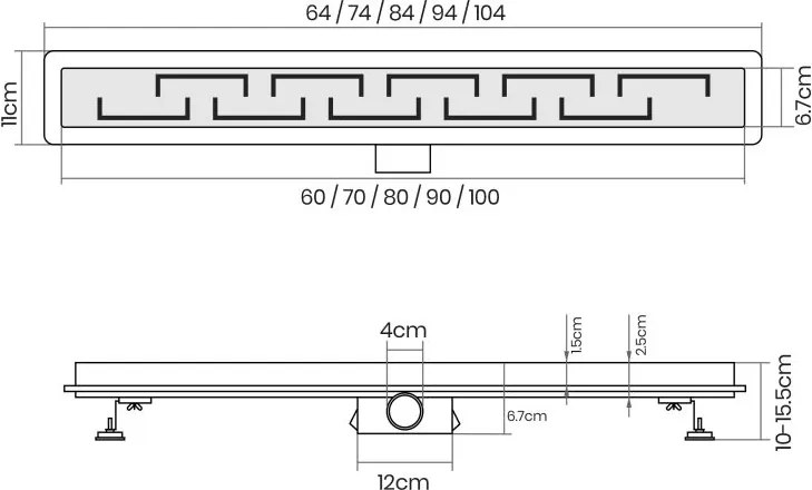 Aquamarin Sprchový podlahový žlab geometrický, 100 cm