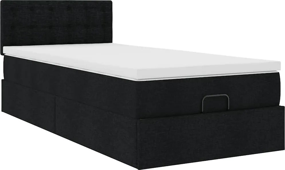 Osmanský postel s matrací černá 100x200 cm textil 3311603