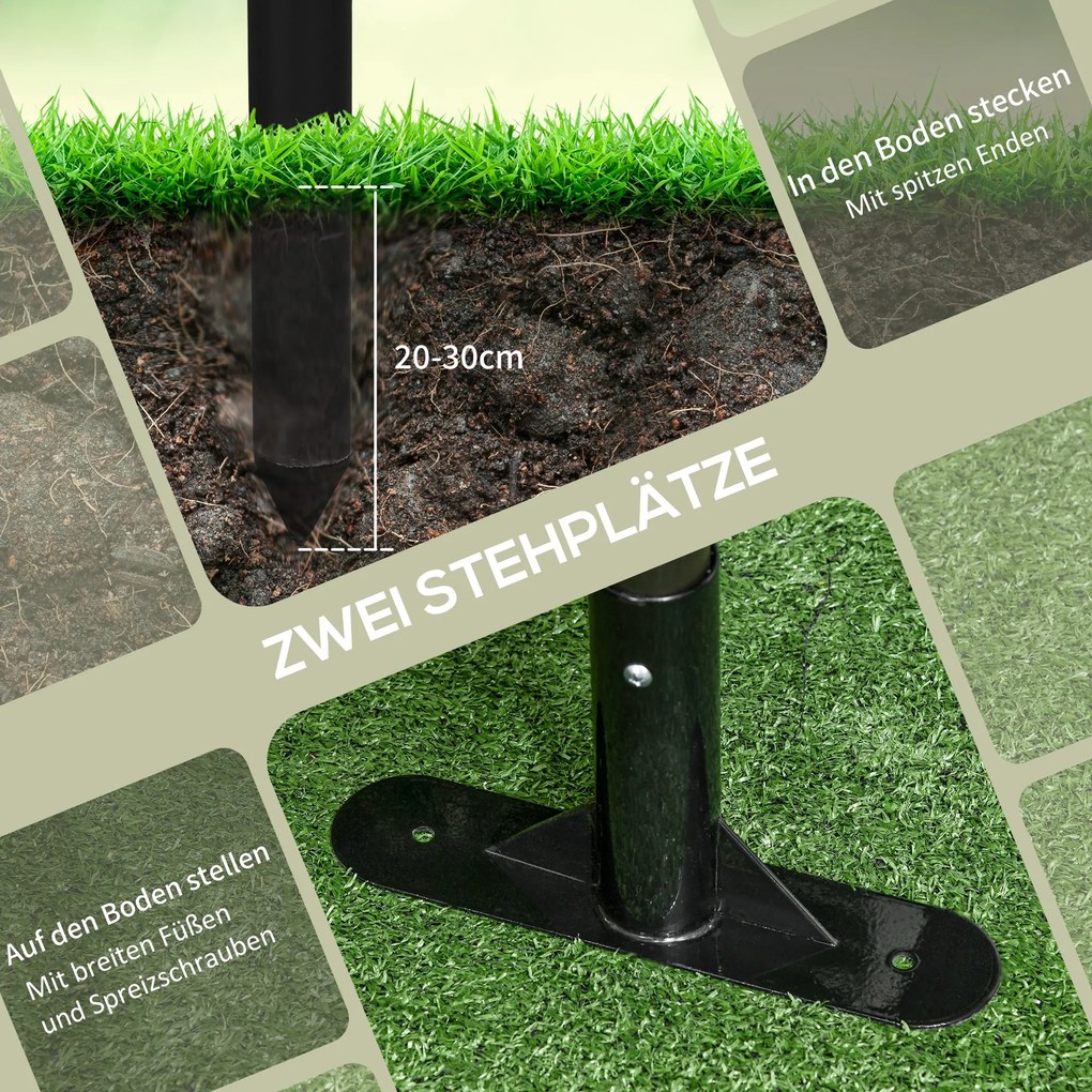Zahradní plot Outsunny, kovový plot 93 x 150 cm vysoký, dekorativní mřížkový plot se stojany, plot pro psy, horní obloukový plot, krajinářský plot pr…