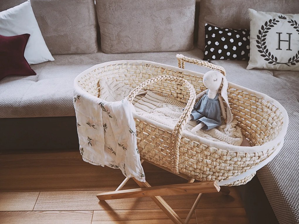 Ahojbaby Mojžíšův košík pro miminko Corn Natural + matrace