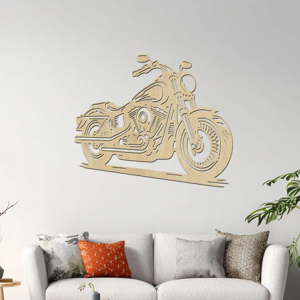 dřevo života Dřevěný obraz motorky Harley Davidson Zvolte rozměr (cm): 80x67, Zvolte barvu dekoru: Černá