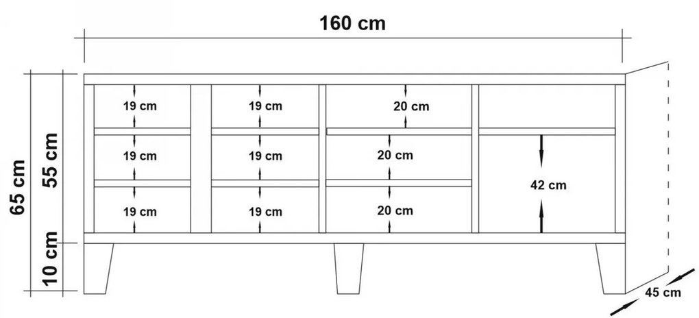 TV stolek Marina Mila II 160 cm borovice atlantská/vícebarevný