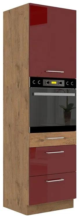 Kuchyňská skříňka se zásuvkami Woodline 60 DPS-210 3S 1F, Barva: dąb lancelot / dark wood