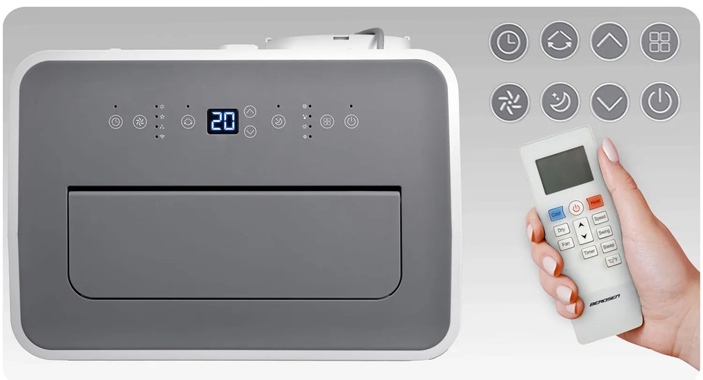 Přenosná klimatizace 14000 BTU s odvlhčovačem a topením WiFi 37l za 24 hodin Berdsen BD-583