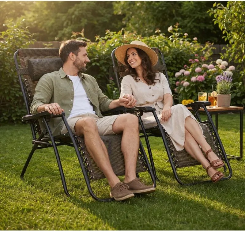 Zahradní polohovací křeslo SPRINGOS ZERO GRAVITY hnědé