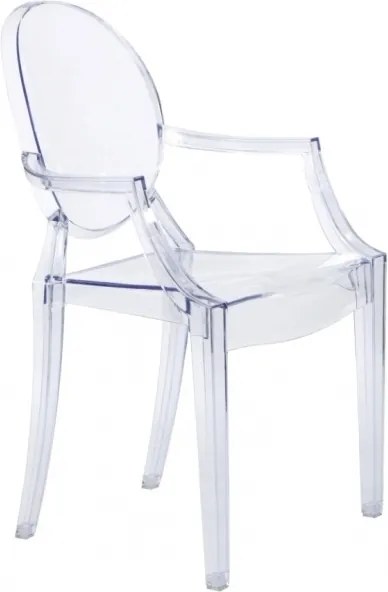 Designová židle Ghost s područkami, transparentní