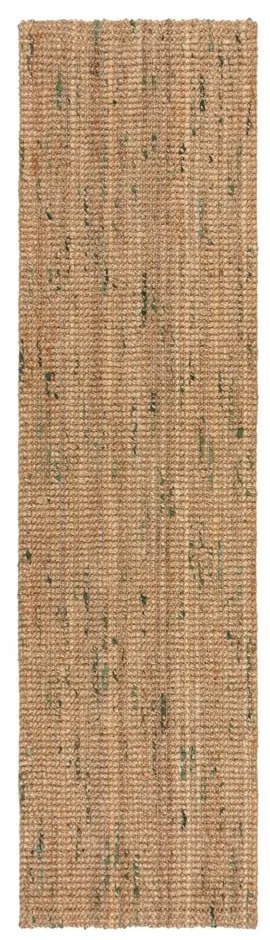 Oboustranný ručně tkaný jutový běhoun v zeleno-přírodní barvě 60x300 cm Jute Boucle Green – Flair Rugs