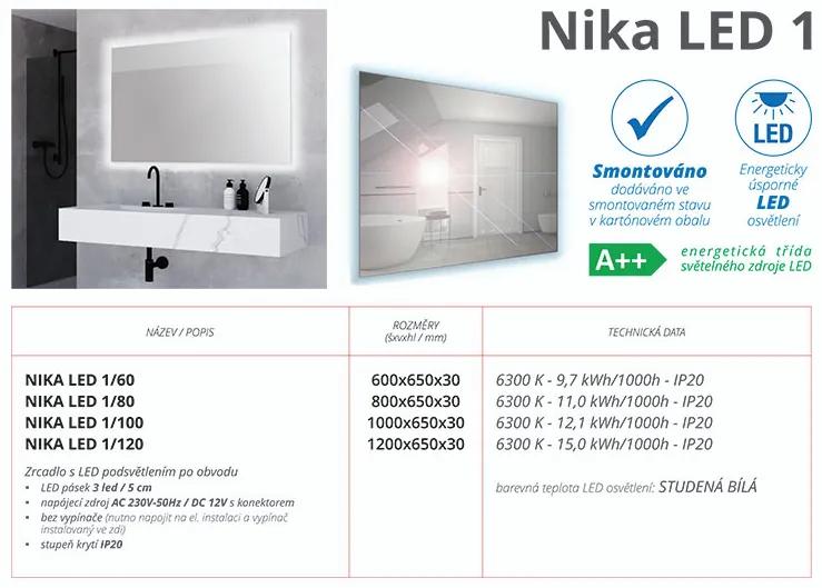 A-Interiéry Zrcadlo závěsné s LED podsvětlením Nika LED 1/100 - nika led 1-100