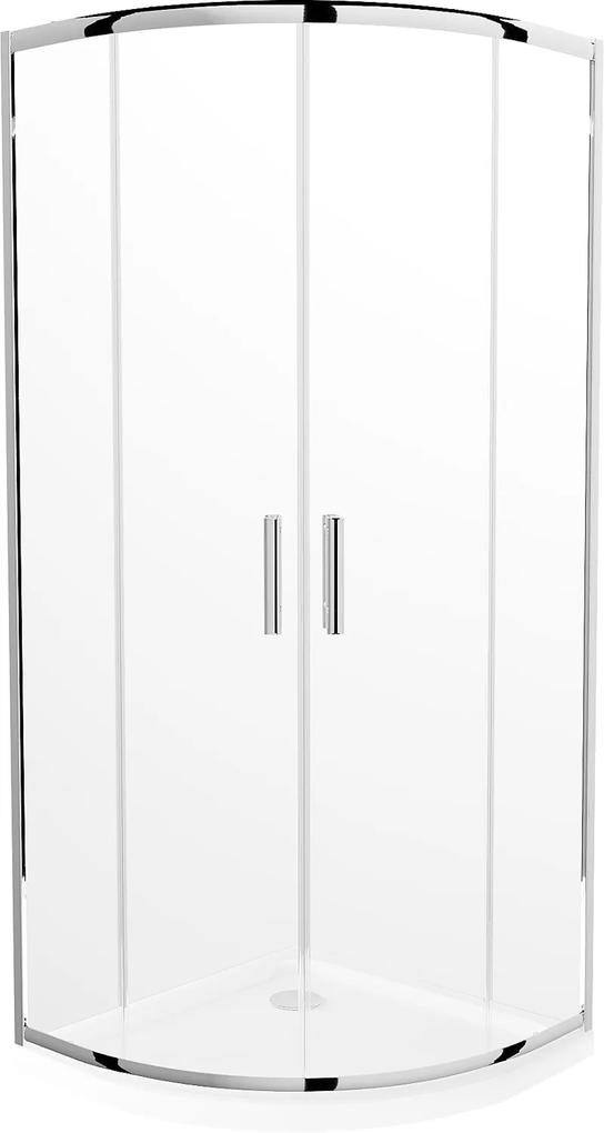 Mexen Rio, čtvrtkruhový sprchový kout s posuvnými dveřmi 70 x 70 cm, 5mm čiré sklo, chromový profil + bílá sprchová vanička, 863-070-070-01-00-4110