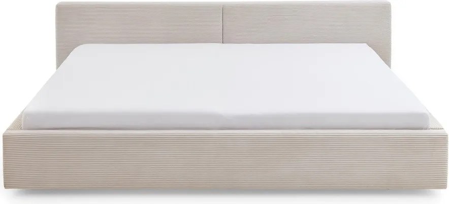 Béžová čalouněná dvoulůžková postel s úložným prostorem s roštem 200x240 cm Cube – Meise Möbel