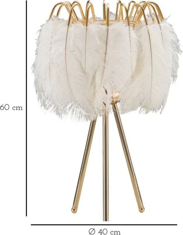 Stolní lampa Feather Stand 60 cm bílo-zlatá