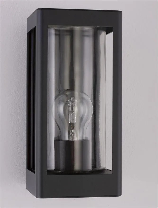 NV 9060192 Venkovní nástěnné svítidlo FIGO tmavě šedý hliník a čiré sklo E27 1x12W 220-240V bez žárovky IP54 - NOVA LUCE