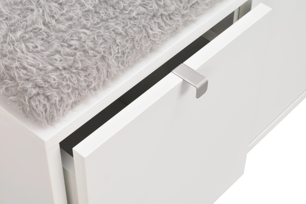 ROWICO bílá lavice s úložným prostorem CONFETTI a šedým sedákem 106 cm 103764