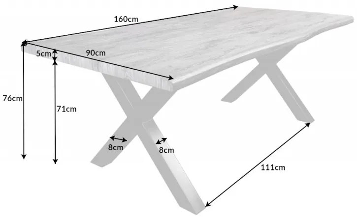 Jídelní stůl Wild 160cm šedý lipový divoký dub/ 42280