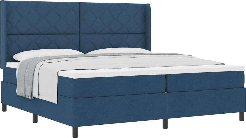 Postel s boxspringem s polštářem Modrá 200 x 200 cm textil 3341734