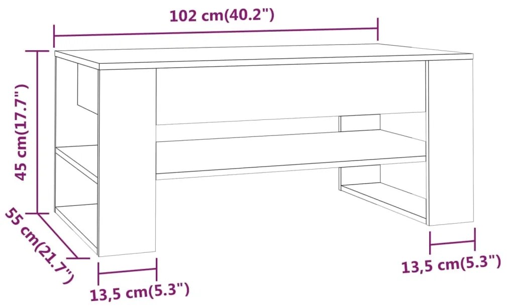 Konferenční stolek hnědý dub 102 x 55 x 45 cm kompozitní dřevo - Default Title