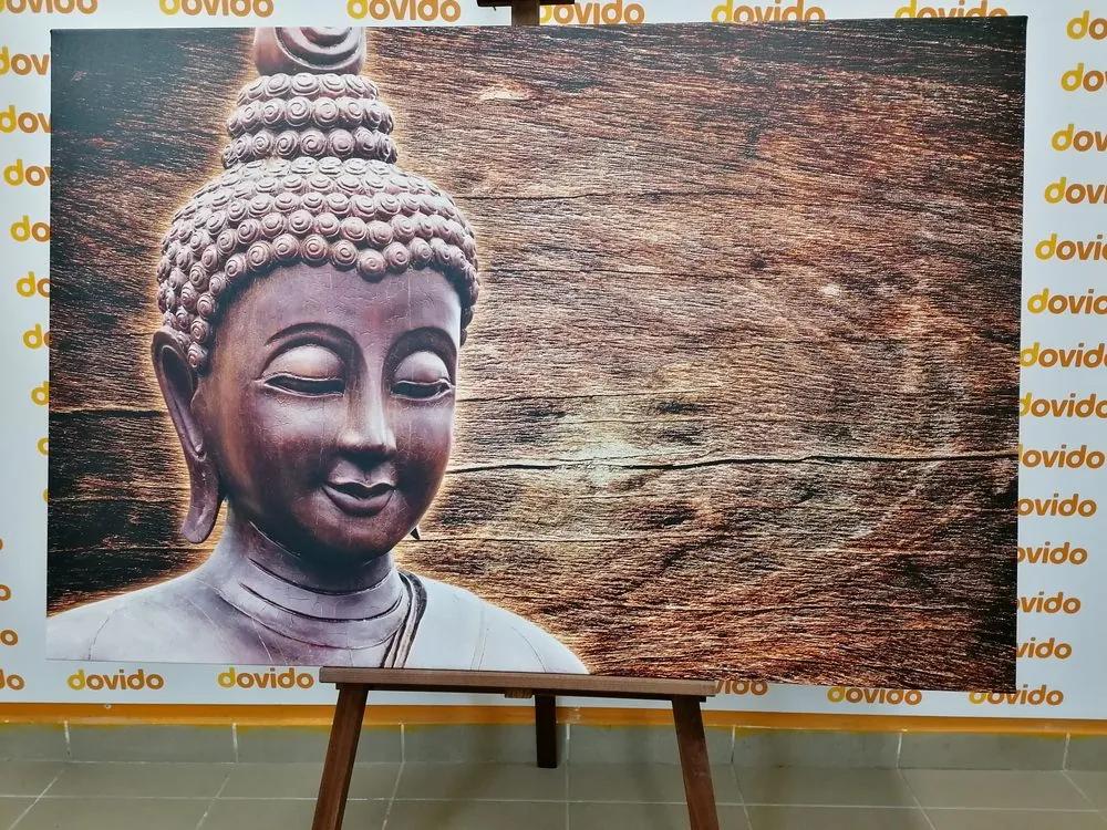 Obraz socha Budhy na dřevěném pozadí Varianta: 120x80