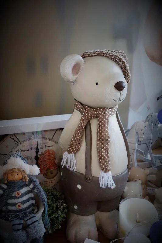 Prodomax Soška medvídek se šálou keramický stojící 50 cm