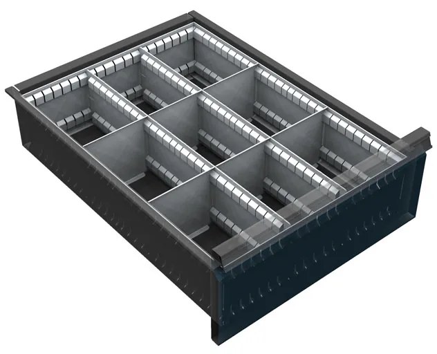 Organizér nářadí do zásuvky skříní KOVOS se šířkou 500 mm, 9 přihrádek, 150 - 240 mm
