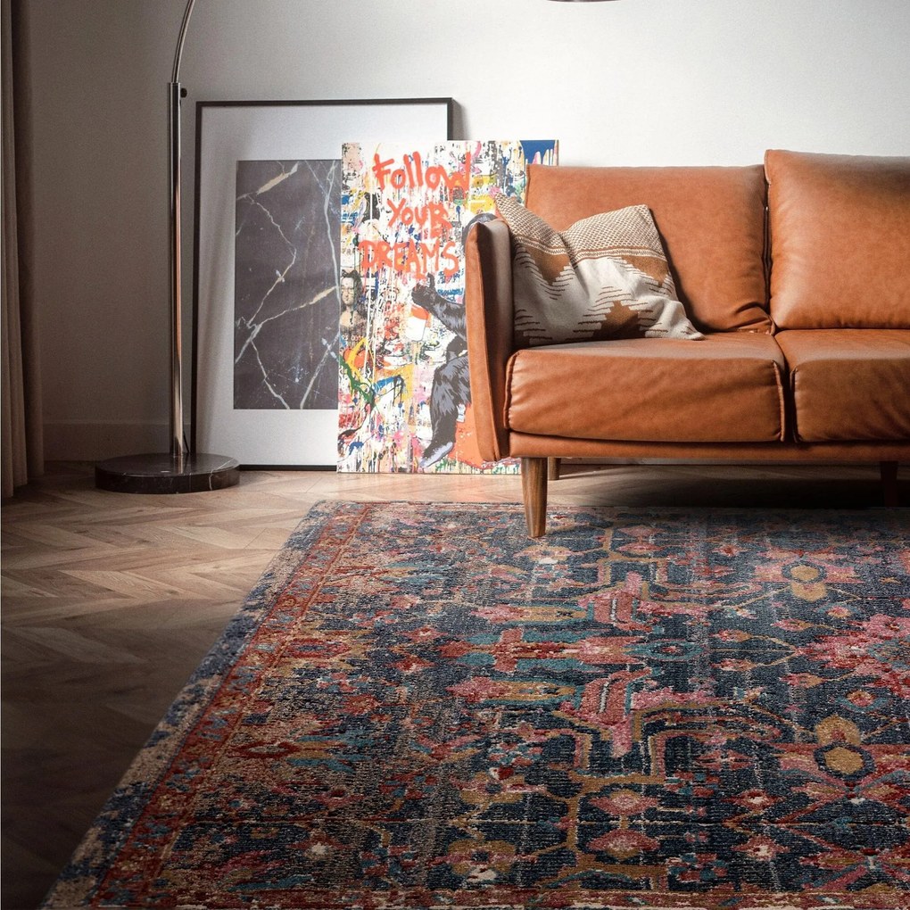 Modrý koberec Cure Blue Retro Rozměry: 195x290 cm
