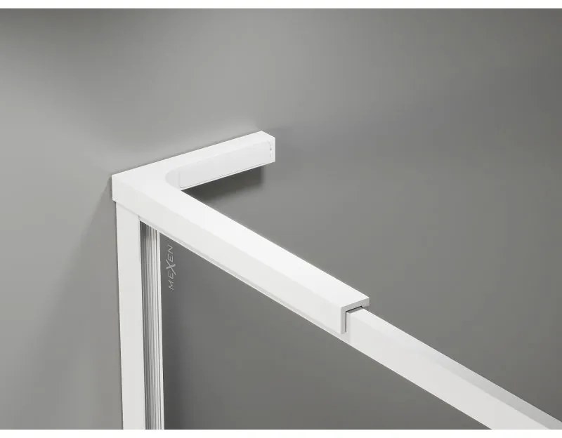 Mexen, Mexen Kioto-XF L sprchová stěna s rámem 120 x 202 cm, průhledná 10 mm, bílá - 800-120-174-20-00-XF