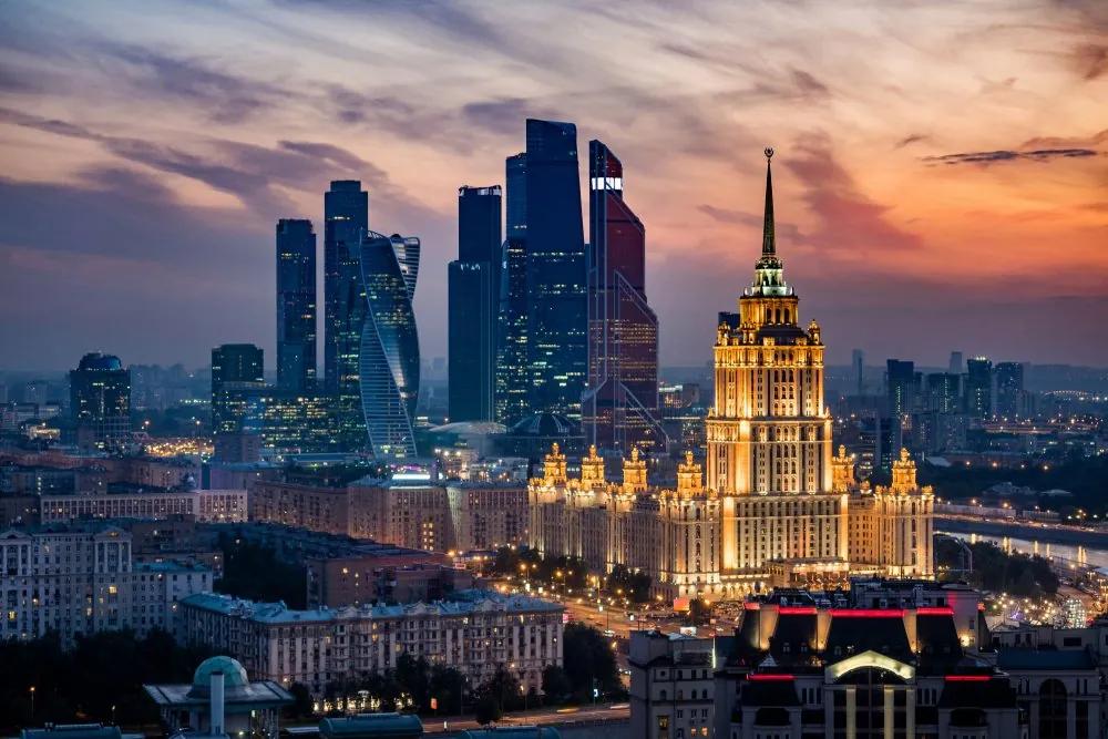 Vícedílný obraz Letecký Pohled Na Panorama Moskvy Nedostatek Nedostatek Přírodní plátno 150x100