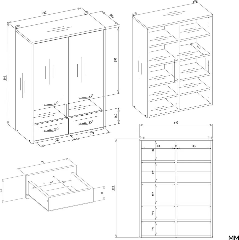 Horní závěsná koupelnová skříňka Nina 66 cm bílá