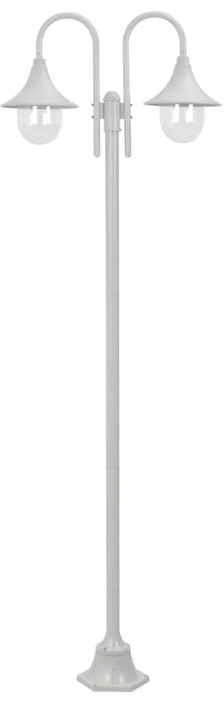 44208 vidaXL Zahradní sloupová lampa 2 ramena E27 220 cm hliník bílá