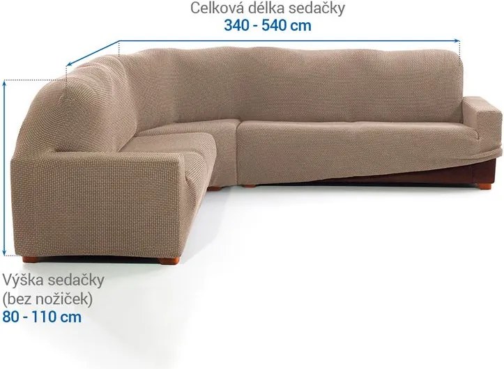 Super strečové potahy NIAGARA oříšková rohová sedačka (š. 340 - 540 cm)