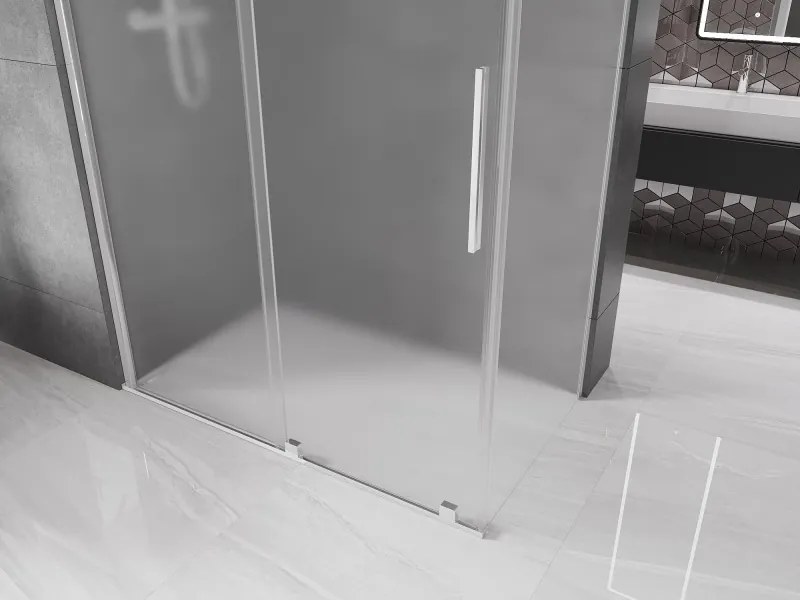 Mexen Velar, sprchový kout s posuvnými dveřmi 140 x 80 cm, 8mm sklo námraza, chromová, 871-140-080-31-01