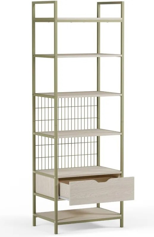 Zelená ocelová knihovna 60x179,5x40 cm Amara – Marckeric