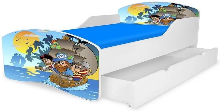 Dětská postel - Piráti se šuplíkem - small rainbow - 140 x 70 cm