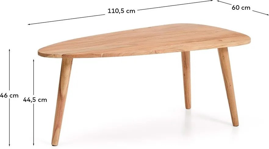 Konferenční stolek z masivu akácie v přírodní barvě 60x110,5 cm Duvani – Kave Home