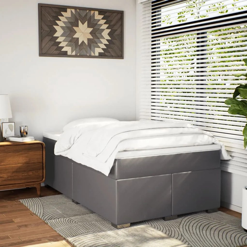 Box spring postel s matrací šedá 120x200 cm umělá kůže 3285207